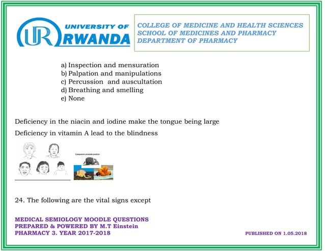 Medical semiology MCQs | PDF