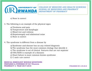 Medical semiology MCQs | PDF