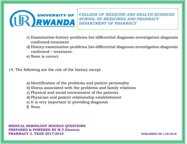 Medical semiology MCQs | PDF