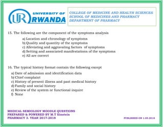 Medical semiology MCQs | PDF