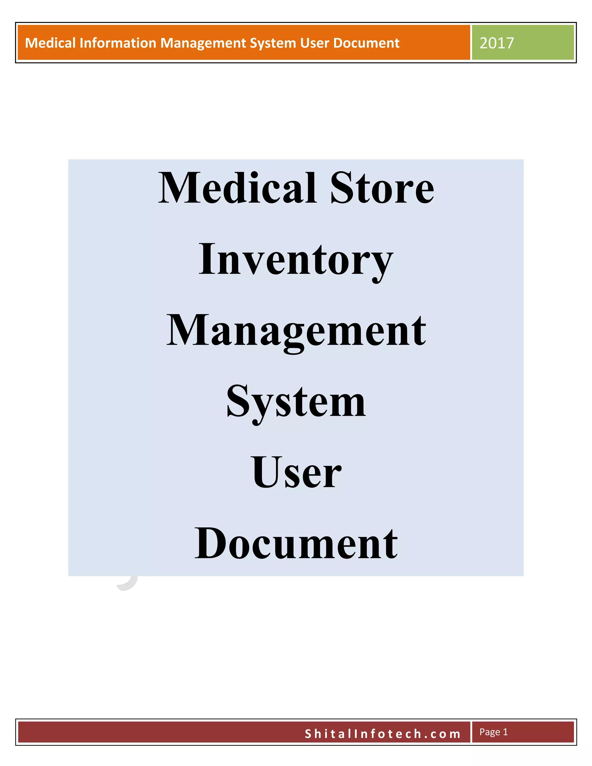 Medical store inventory management software user manual by shital infotech | PDF