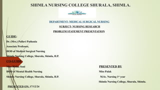 Medical surgical nursing research problem statements | PPT