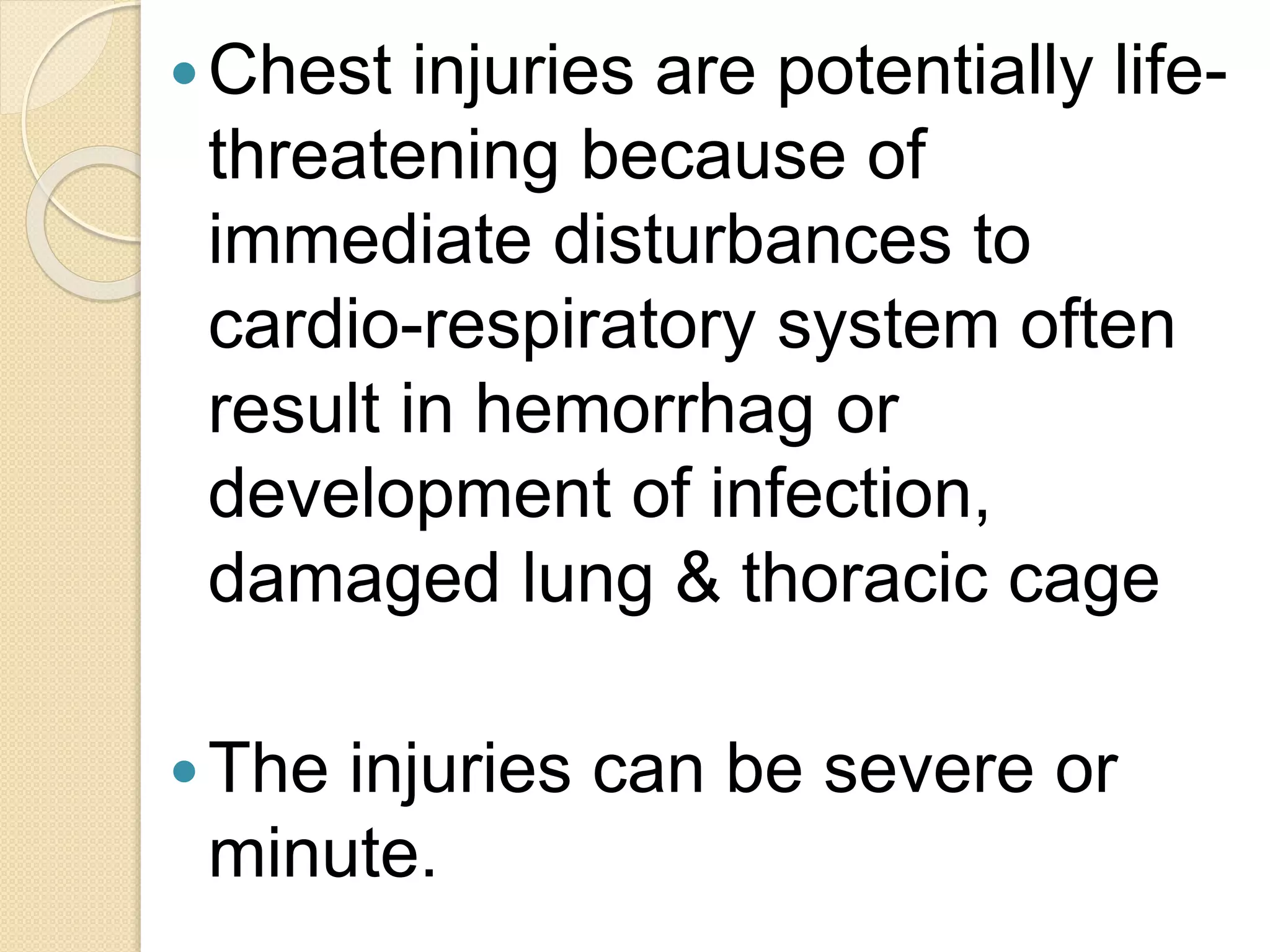 Medical surgical nursing ppt on chest injuries | PPTX