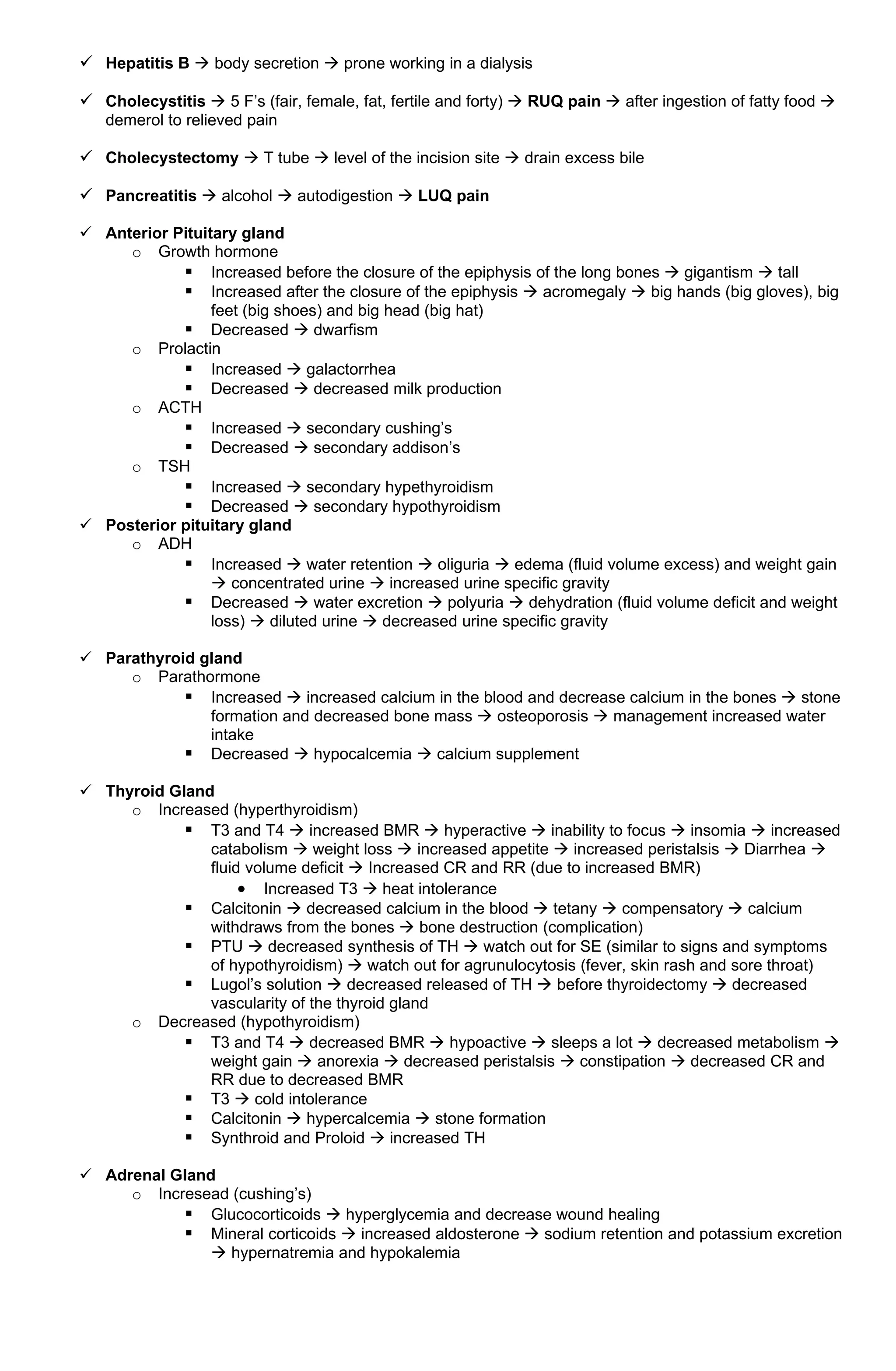 Medical surgical nursing bullets | DOC