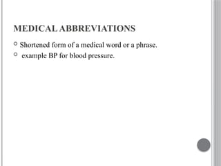 MEDICAL TERMINOLOGY power point presentation | PPTX
