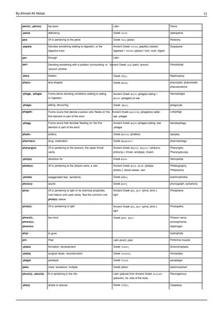 Medical terminology roots-suffixes-and-prefixes اللواحق والبادئات | PDF