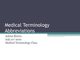 Medical terminology abbreviations | PPT