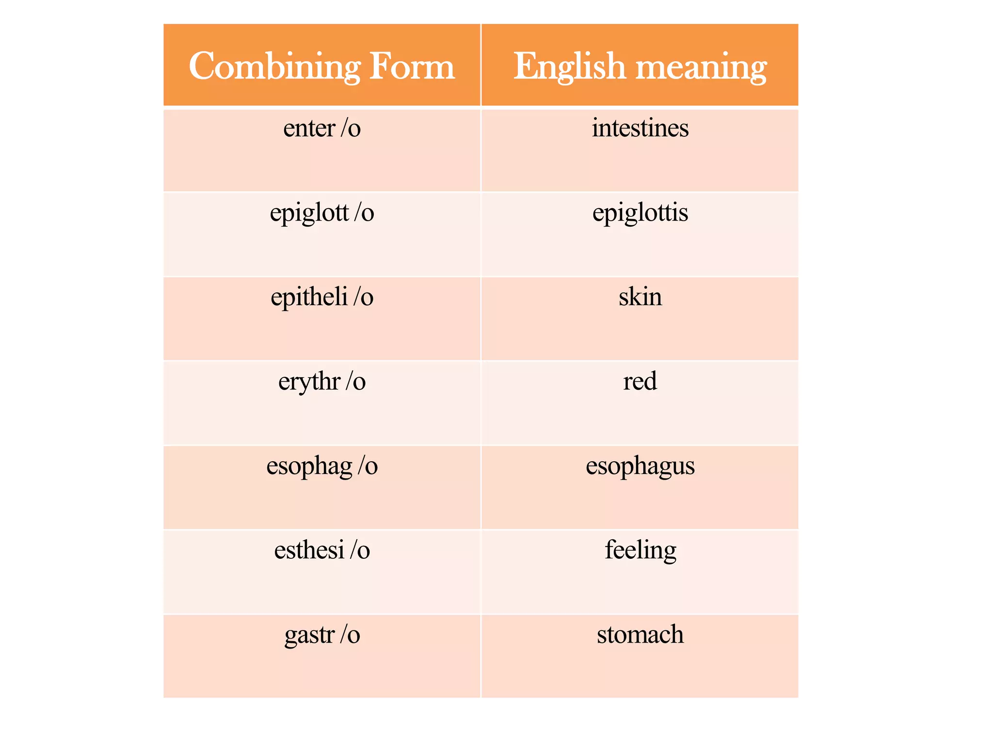 Medical terminology;combining forms | PPT