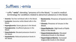 Medical Terminology: Suffixes General Concept and Review of the Most ...