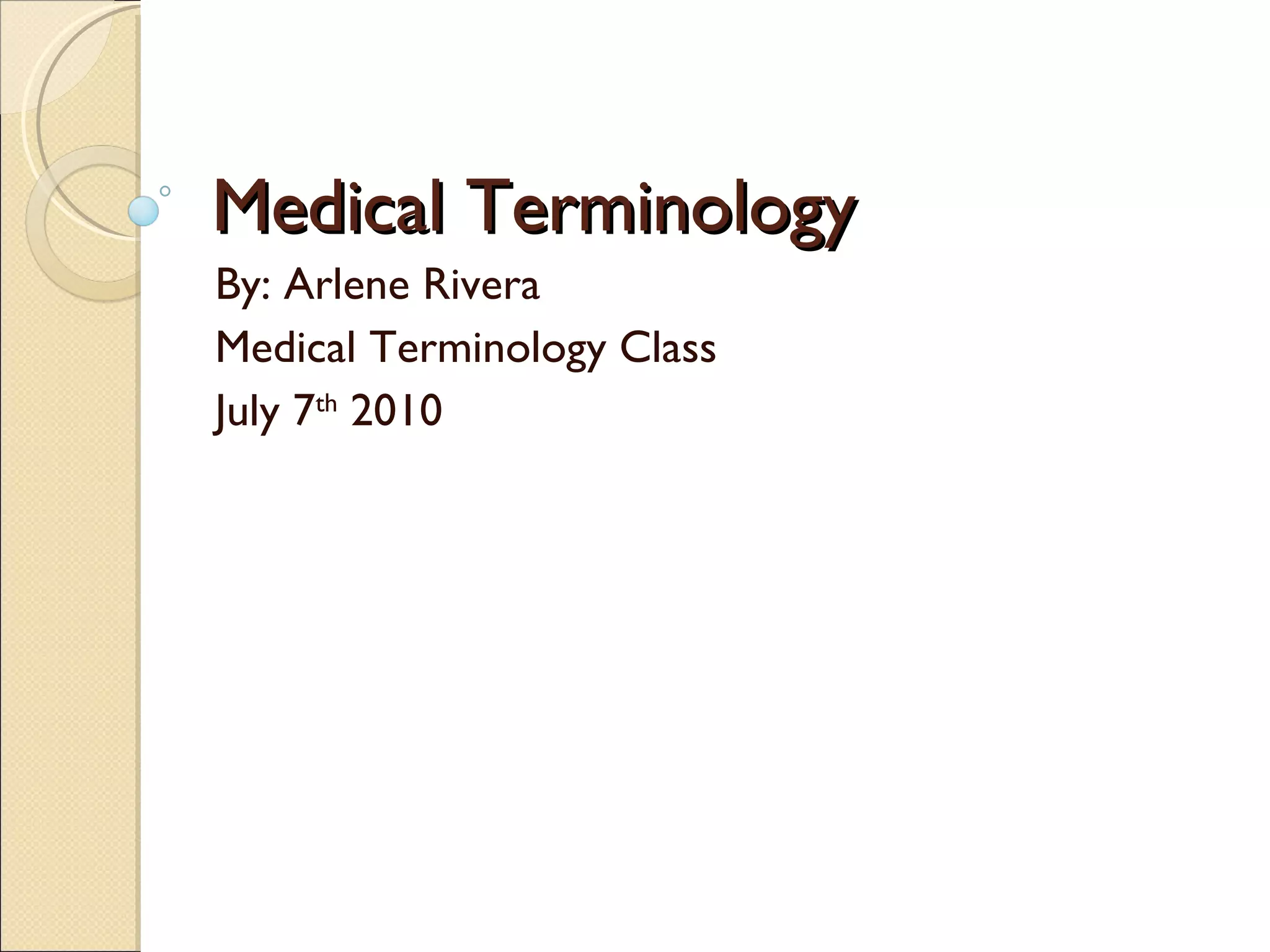Medical terminology presentation 10 | PPT | Medical Tests | Medical Health