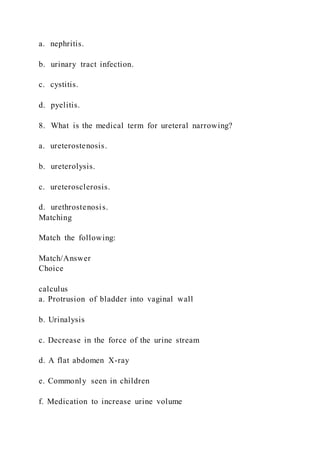 Medical Terminology Urinary SystemPT116 Unit 5 Assignment | DOCX