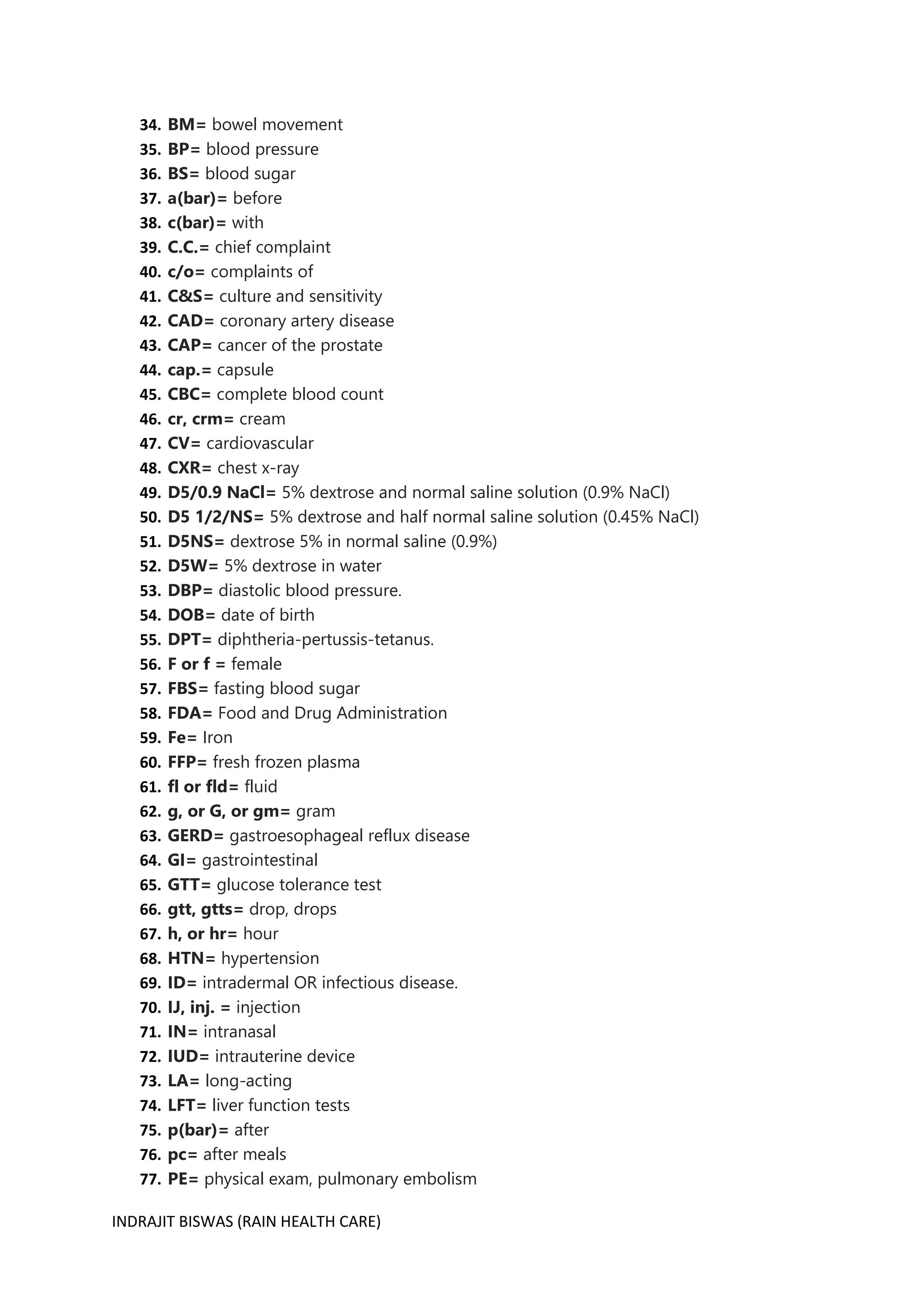 Medical term & MEDICAL ABBREVIATIONS | PDF