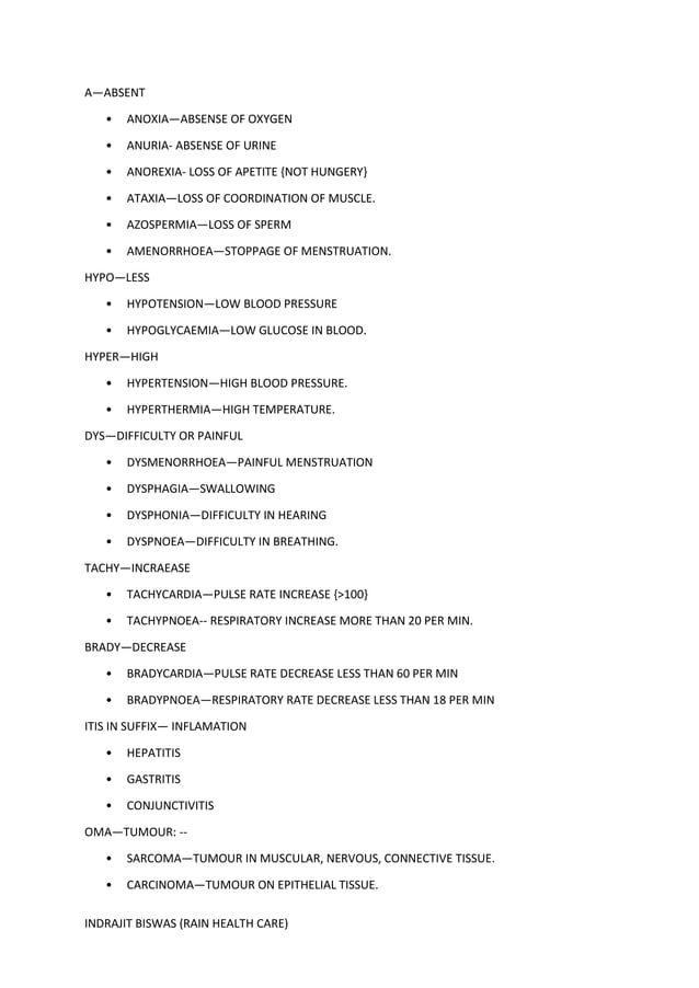Medical term & MEDICAL ABBREVIATIONS | PDF