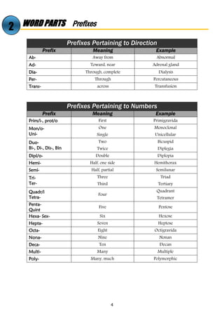Medical Terminology Part 1; Prefixes, Suffixes, Combining Forms | PDF