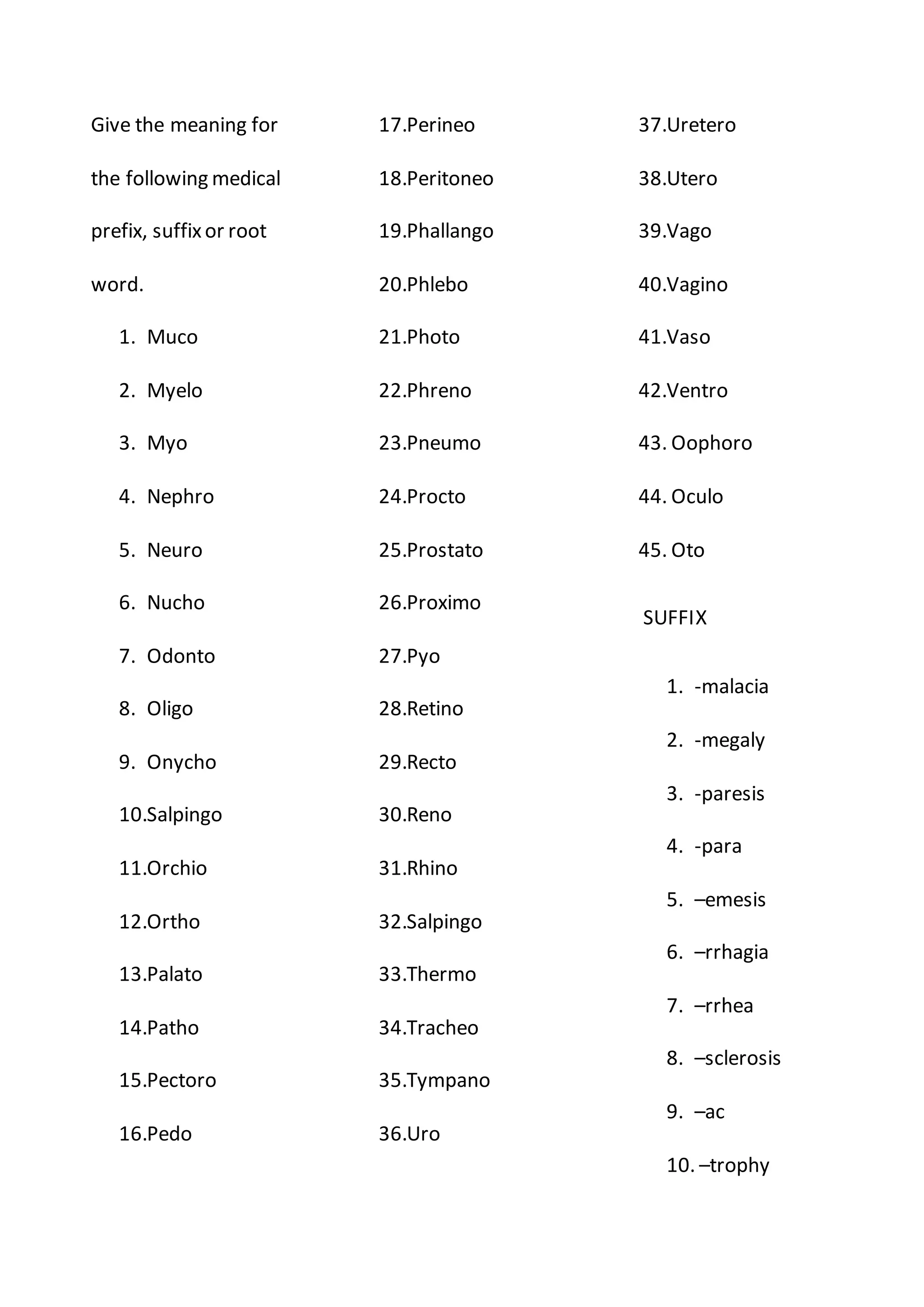 Medical terms | DOCX