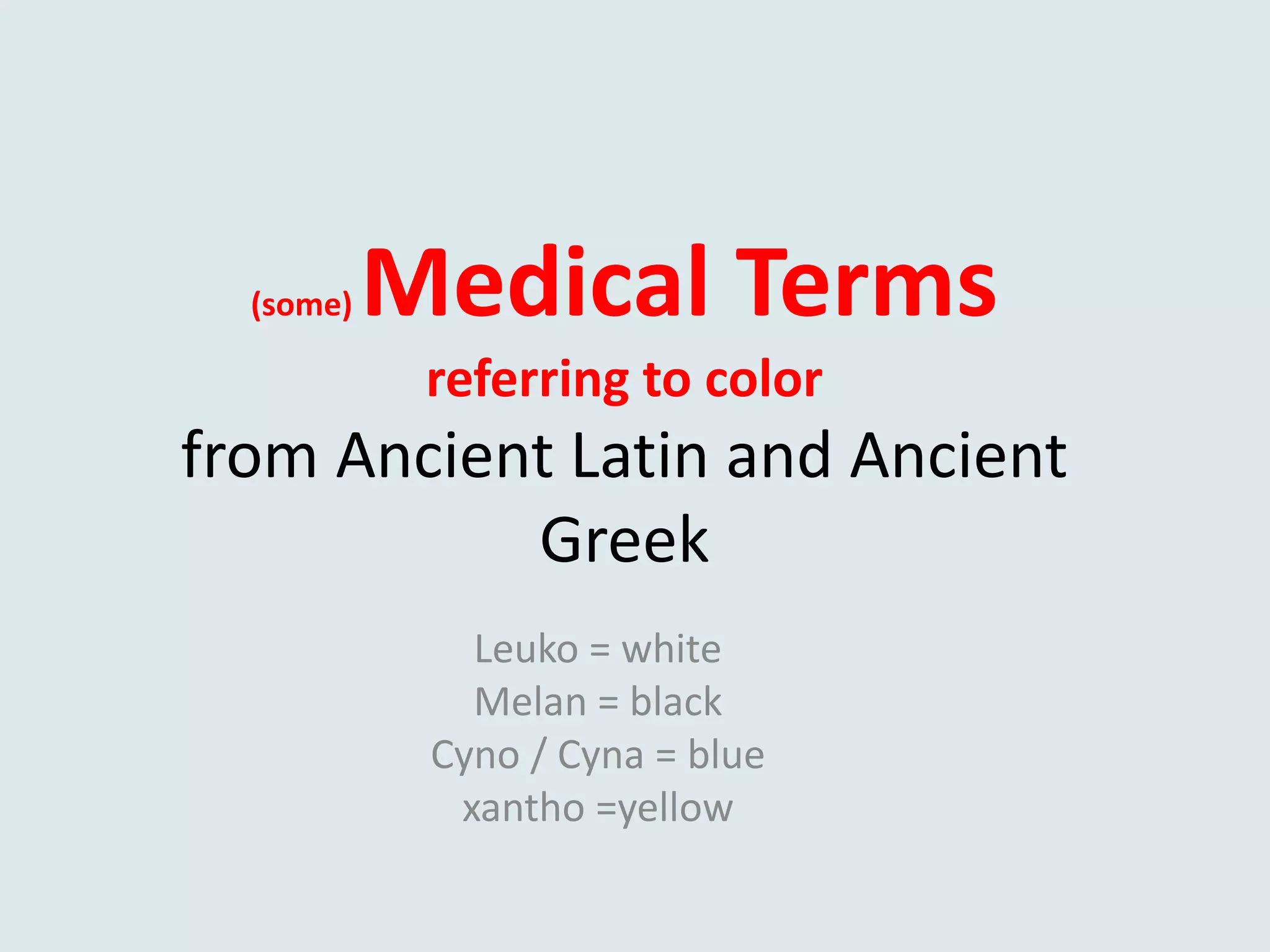 Medical terms: colors | PPTX