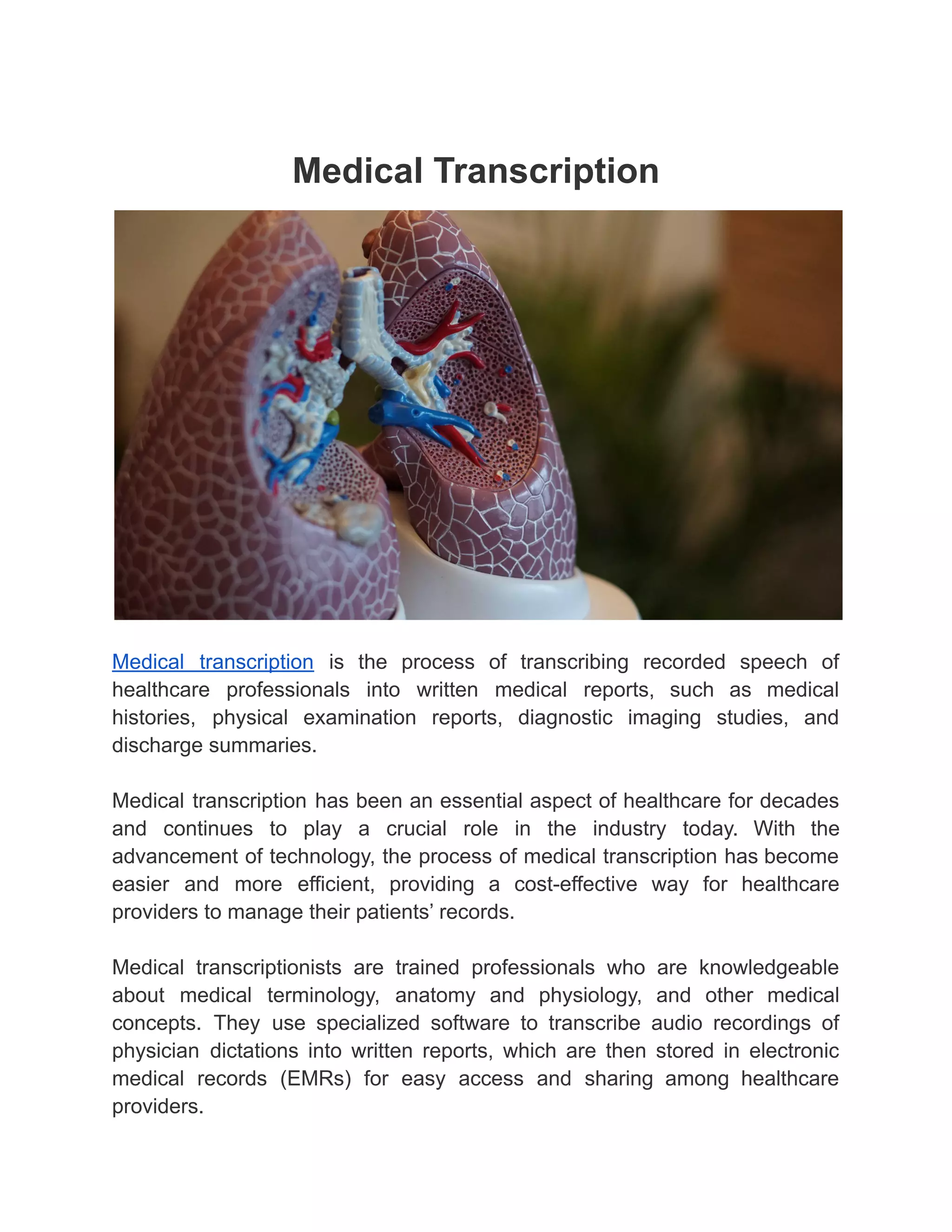 Medical Transcription | PDF