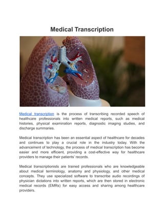 Medical Transcription | PDF