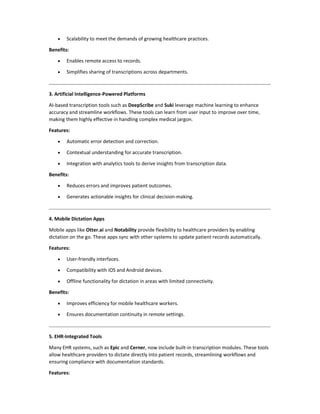 Automating Medical Transcription Workflows Tools for Healthcare ...