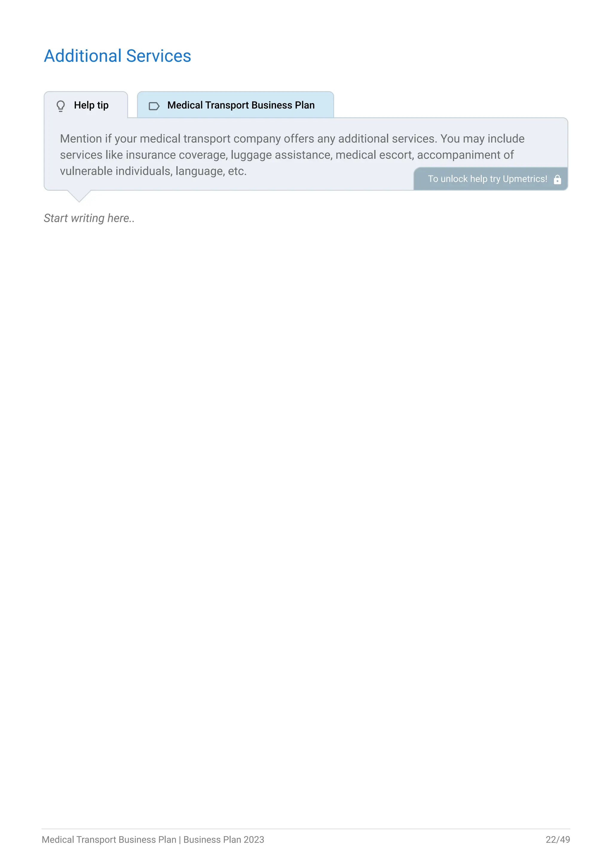 Medical Transport Business Plan Example| Upmetrics | PDF