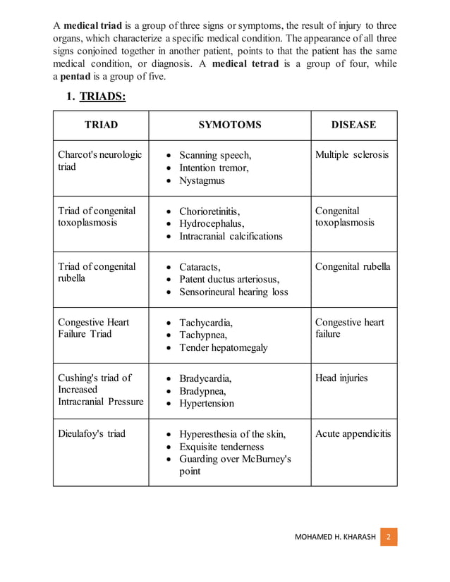 Medical Triads | DOCX