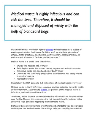 Medical waste - segregation and disposable guide | PDF