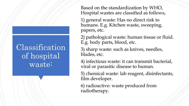 Medical/Biomedical Waste its types and their effective Management ...