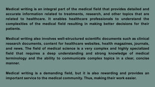 Medical Writing | PPTX