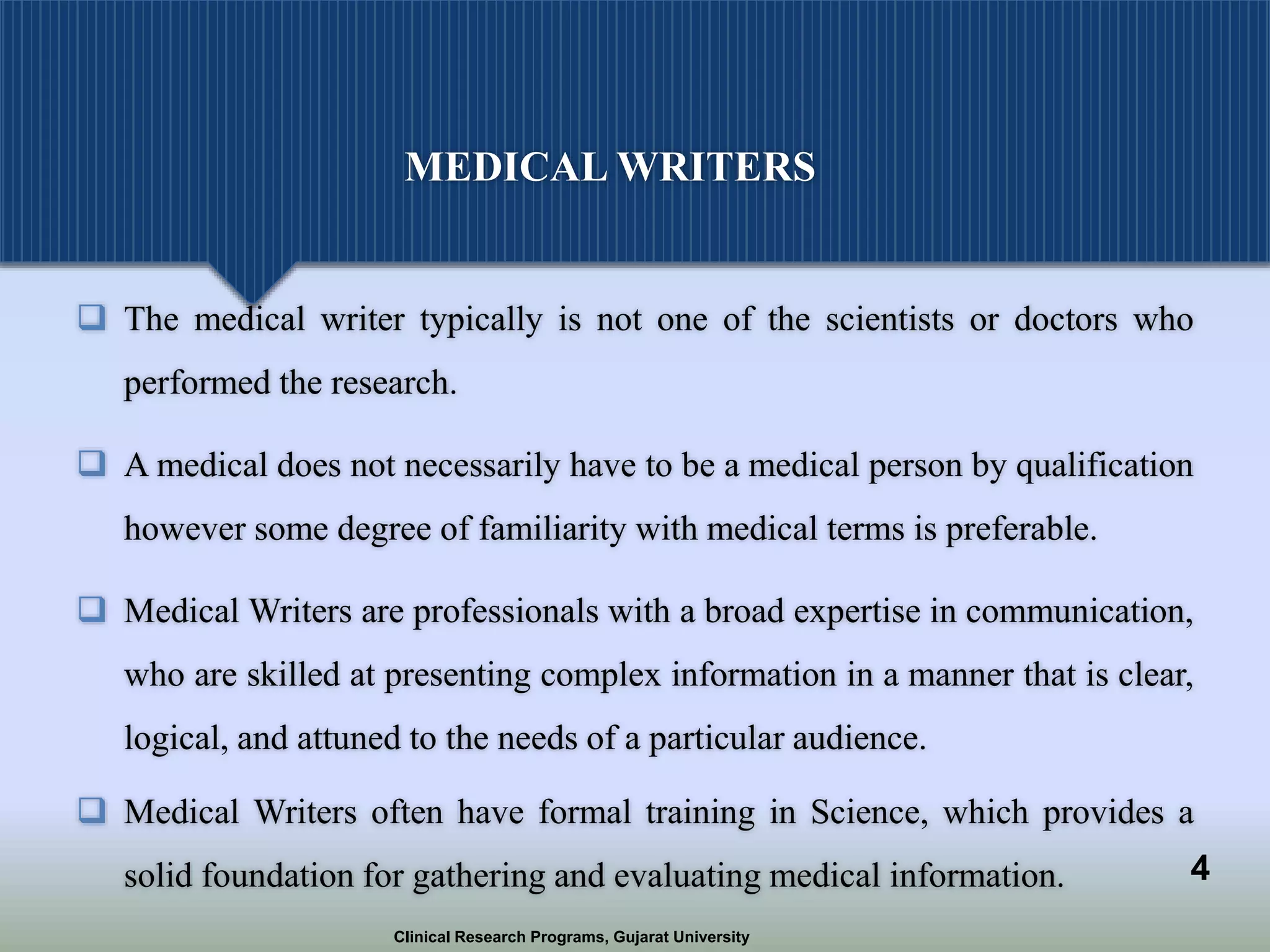 Medical writing in clinical research | PPTX