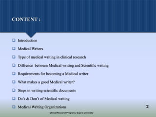 Medical writing in clinical research | PPTX