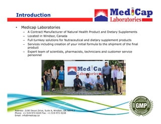 Medicap Laboratories - Nutraceutical Contract Manufacturing | PPT