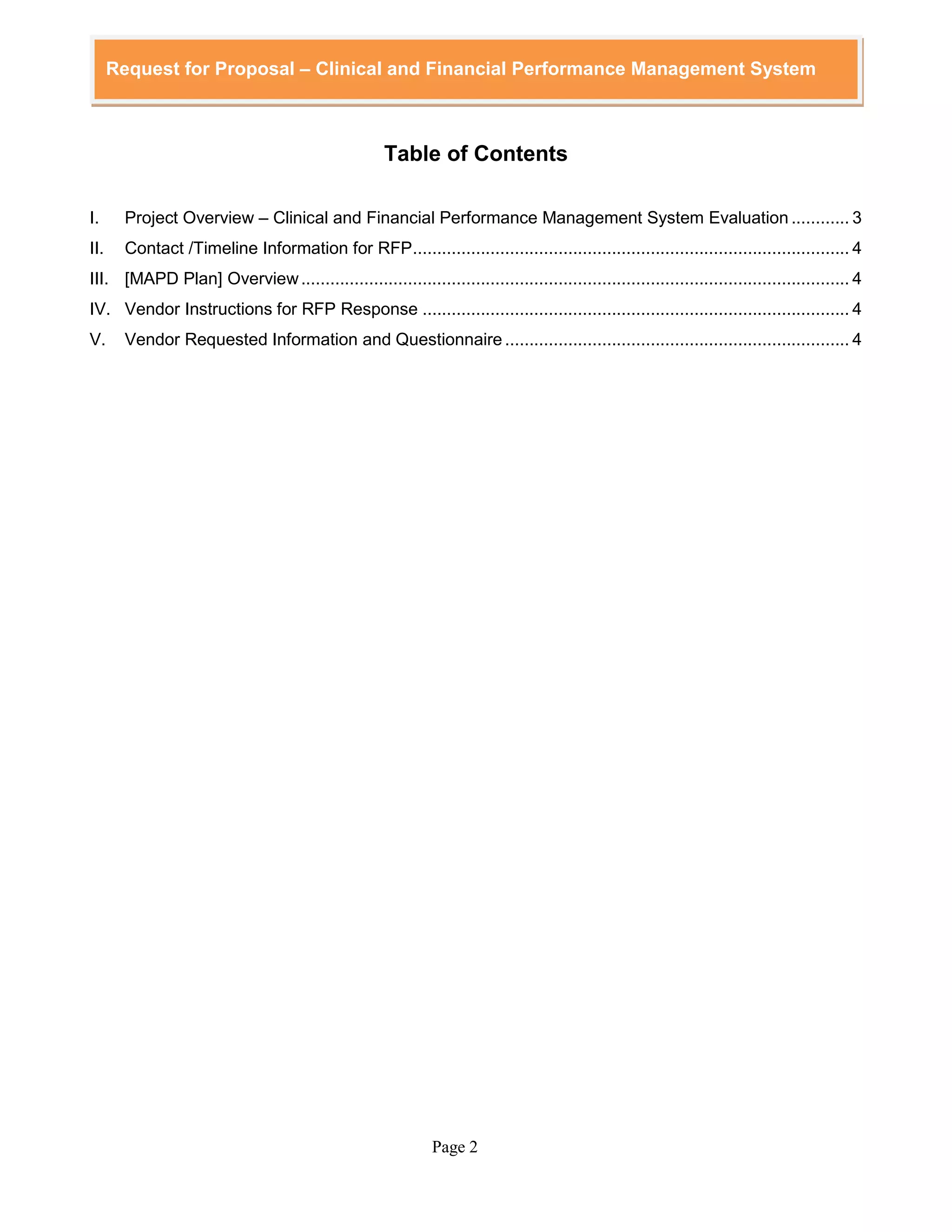 Medicare Advantage RFP Sample | DOCX