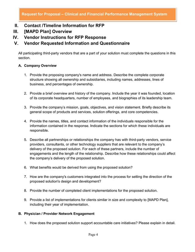 Medicare Advantage RFP Sample | DOCX