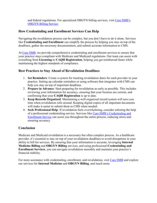 Medicare and Medicaid Revalidation: What Every Provider Should Know | PDF