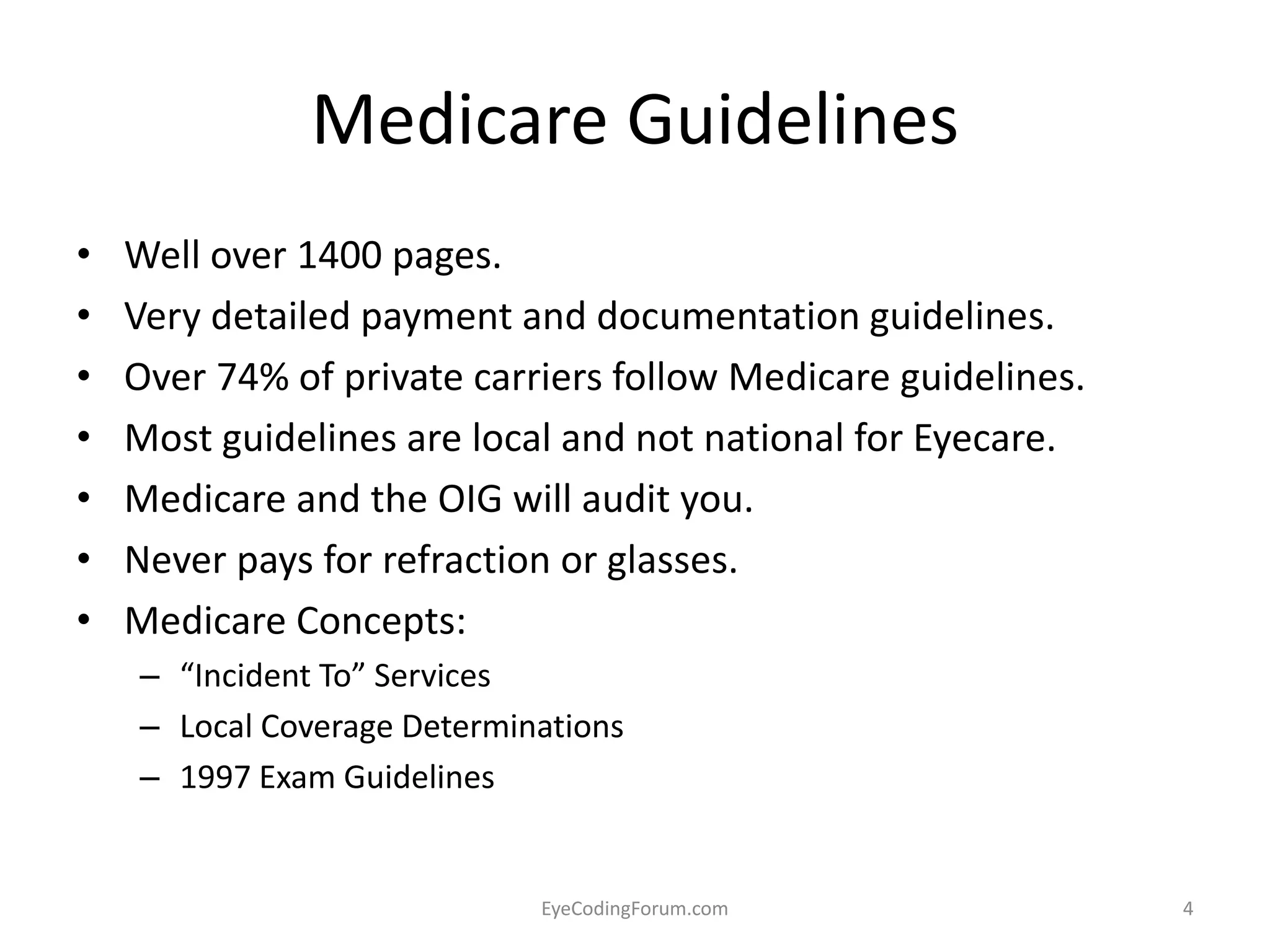 Medicare for Eye-care: Coding and Billing Guidelines | PPTX