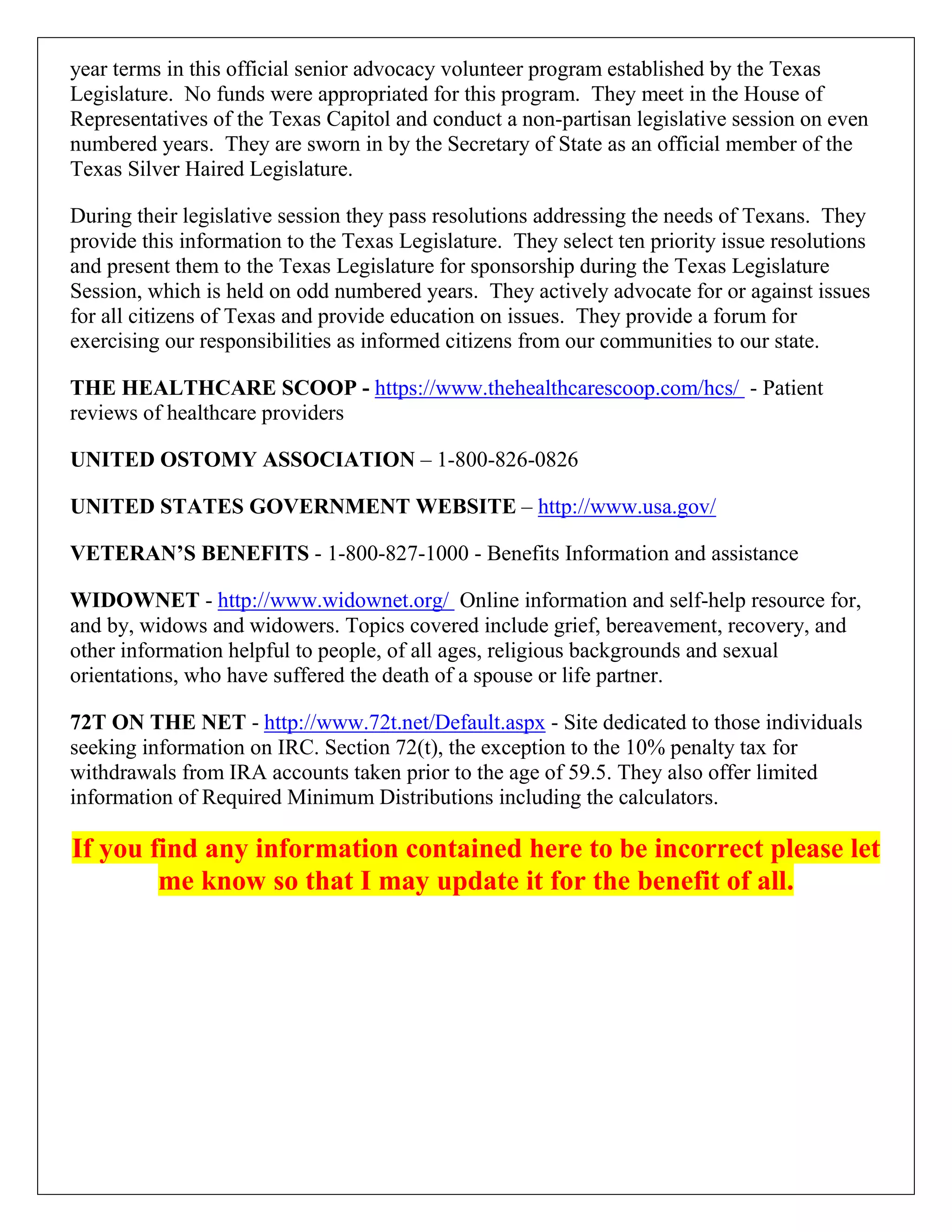 Medicare Helpful Numbers and Websites | PDF