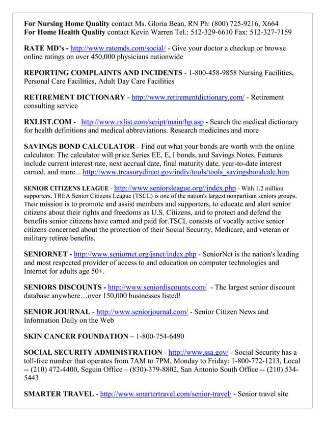 Medicare Helpful Numbers and Websites | PDF