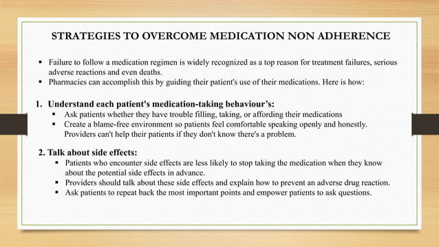 MEDICATION ADHERENCE.pptx D. Pharm 2nd Year CPM | PPTX | Pharmaceutical ...