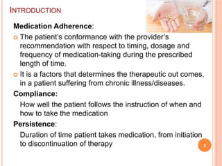 Medication Adherence PPT Pharmacy Practice B. Pharm sem VII | PPTX