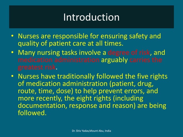 Medication Administration - Eight Rights of Medication Administration ...