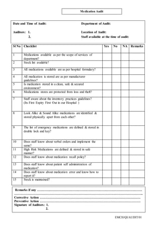 Medication audit | PDF