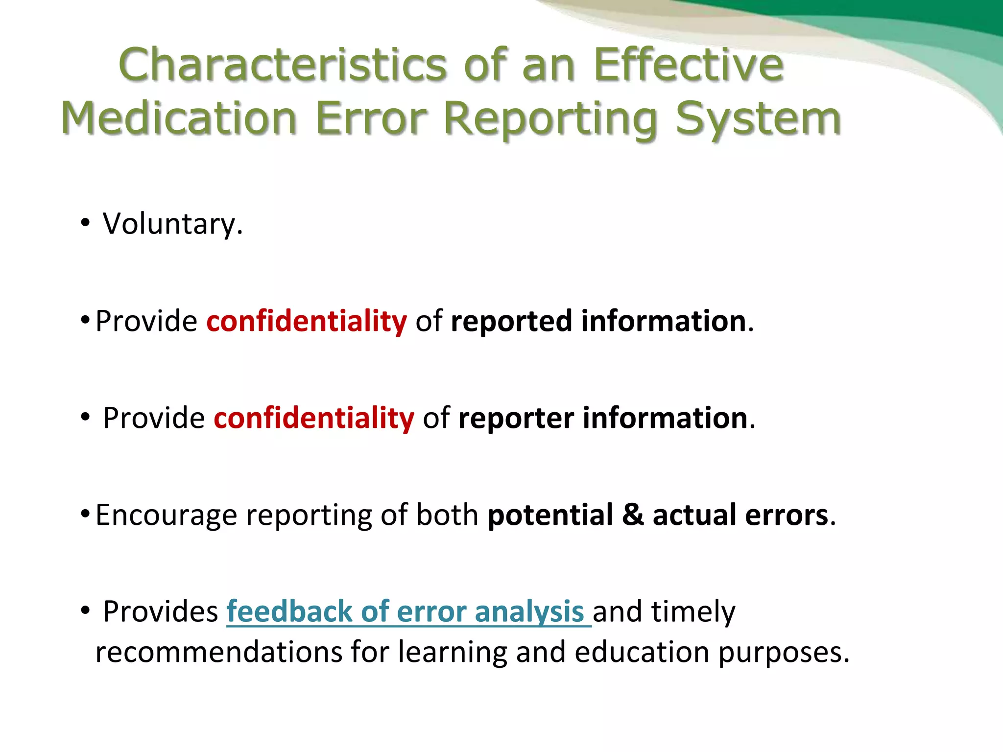 Medication error reporting system | PPT