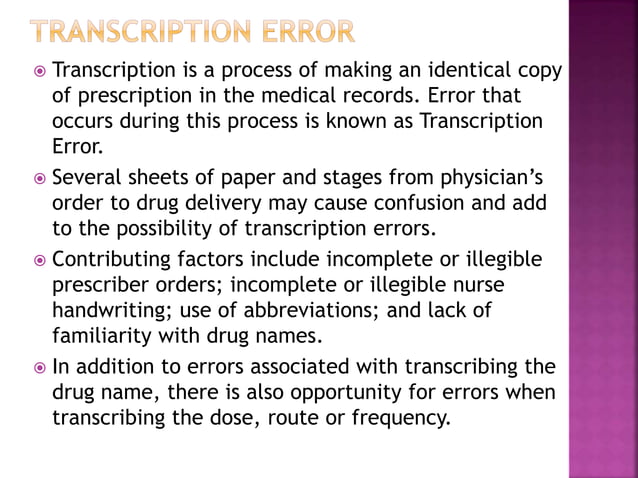 Medication errors ppt | PPTX | First Aid | Injuries