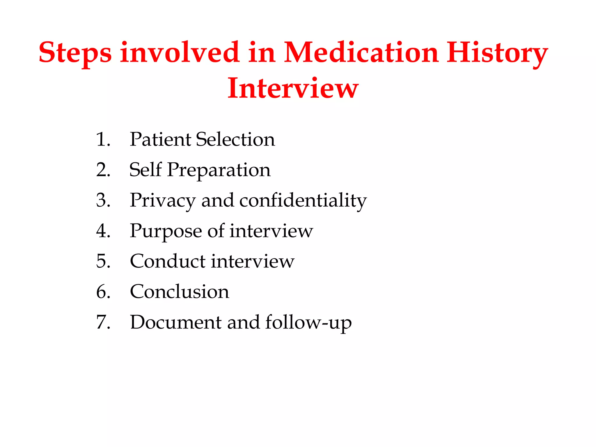 Medication history interview | PDF