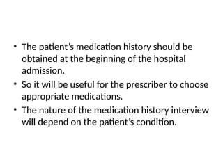 Medication History interview in hospital pharmacy | PPT