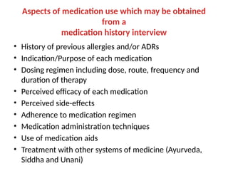 Medication History interview in hospital pharmacy | PPTX