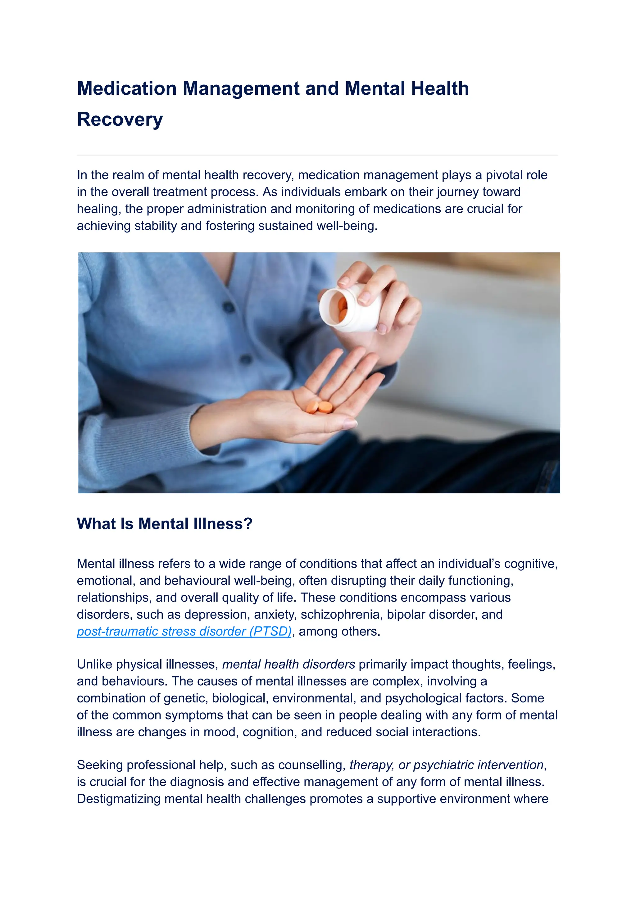 Medication Management and Mental Health Recovery.pdf | Mental Health | Diseases and Conditions