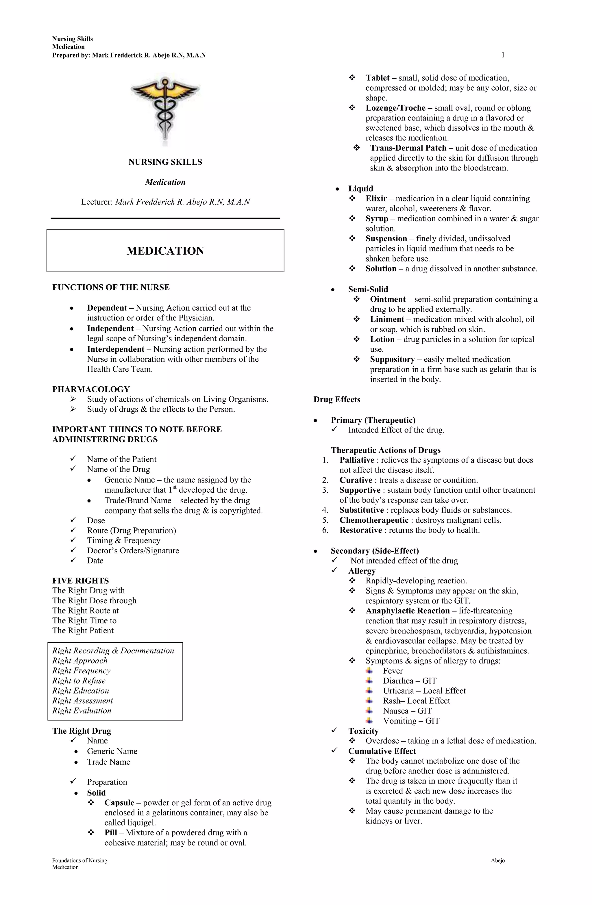 Medication Part1 | PDF