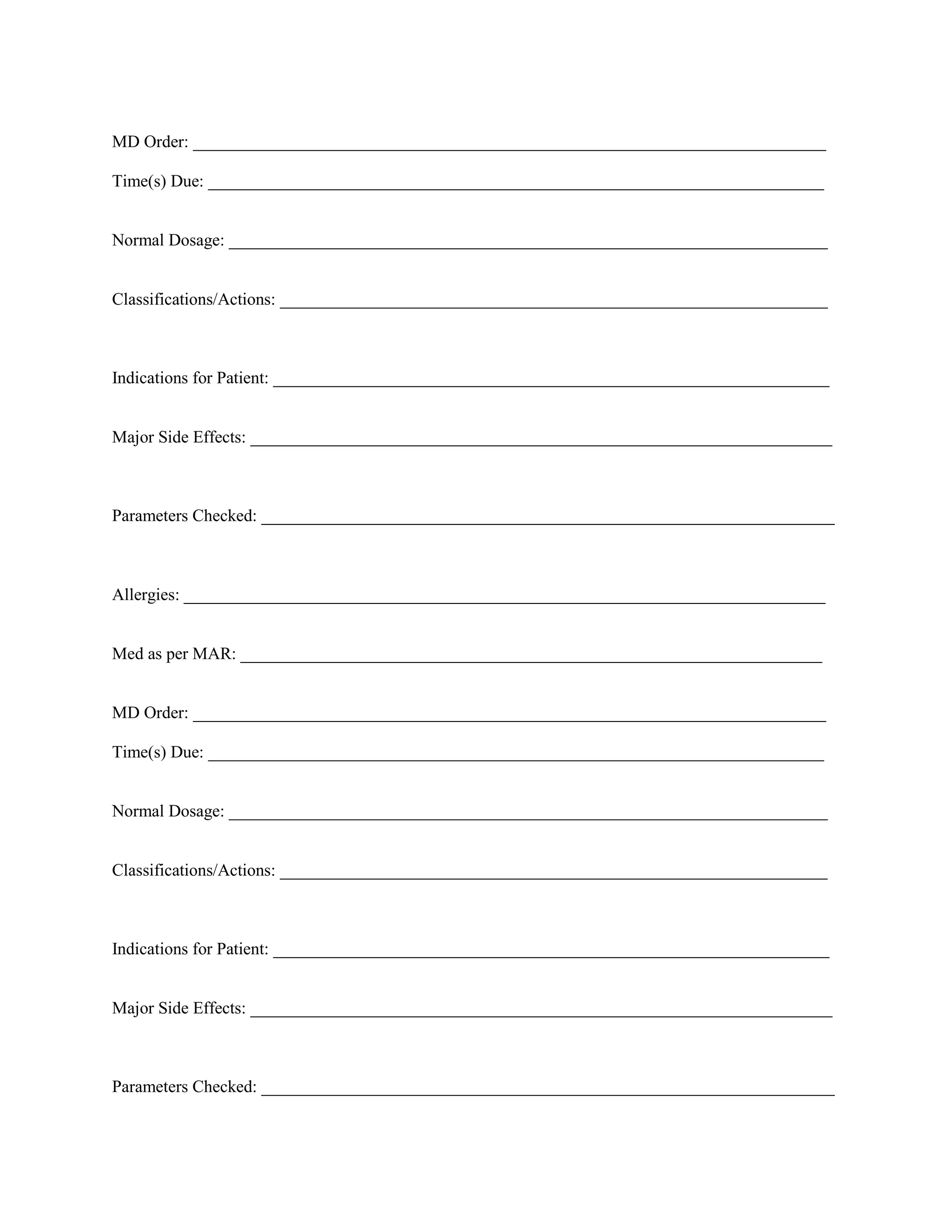 Medication preparation sheet | DOCX