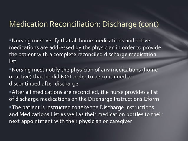 Medication reconciliation | PPTX | Pharmaceutical Drugs | Medical Health